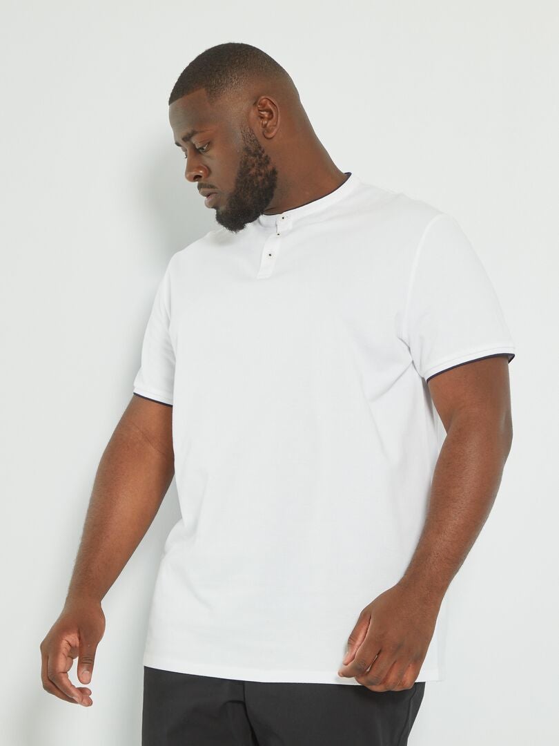 Polo liso con cuello panadero - Blanco - Kiabi - 12.00€