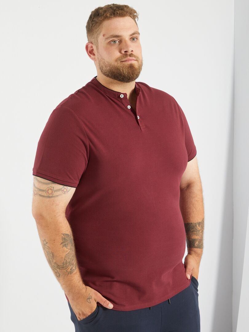 Polo liso con cuello panadero - castaño - Kiabi - 12.00€