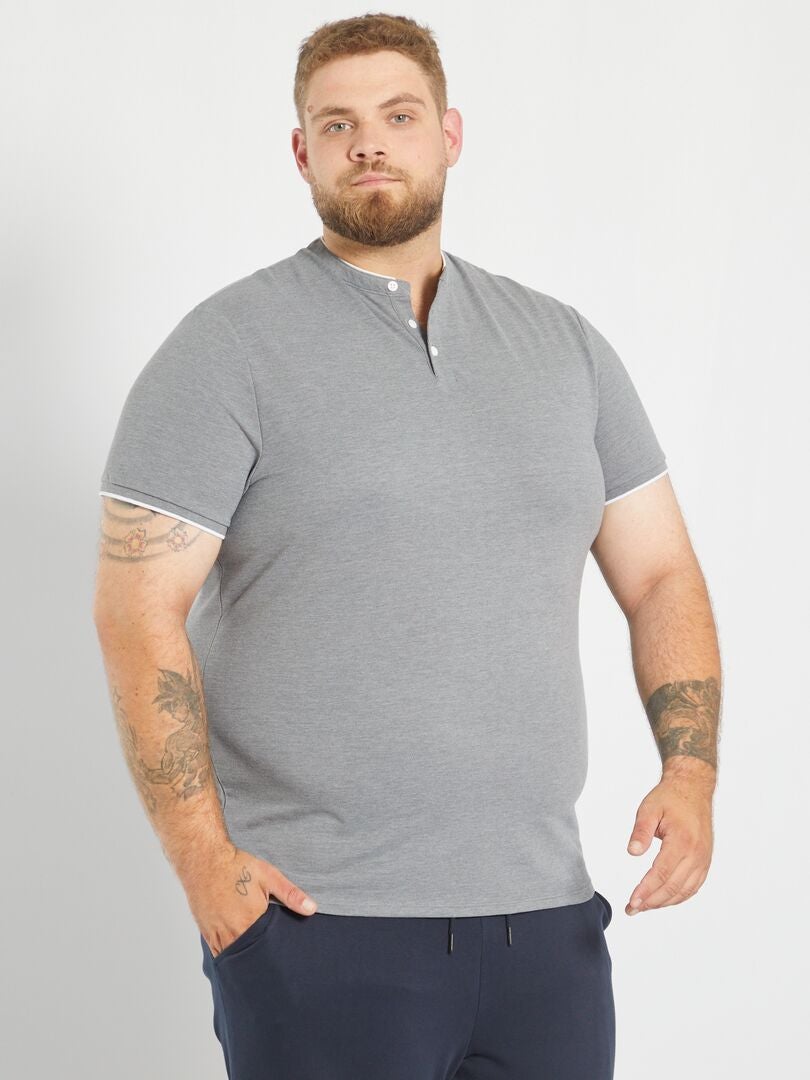 Polo liso con cuello panadero - GRIS - Kiabi - 12.00€