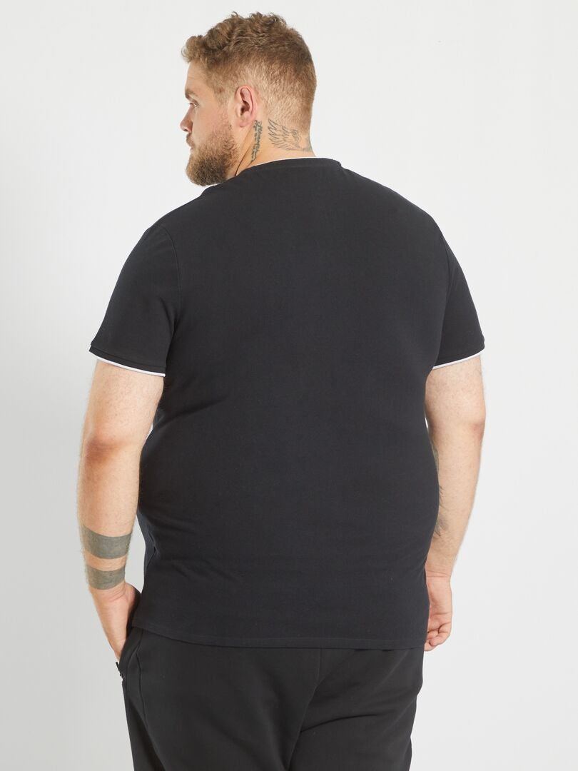 Polo liso con cuello panadero - Negro - Kiabi - 12.00€