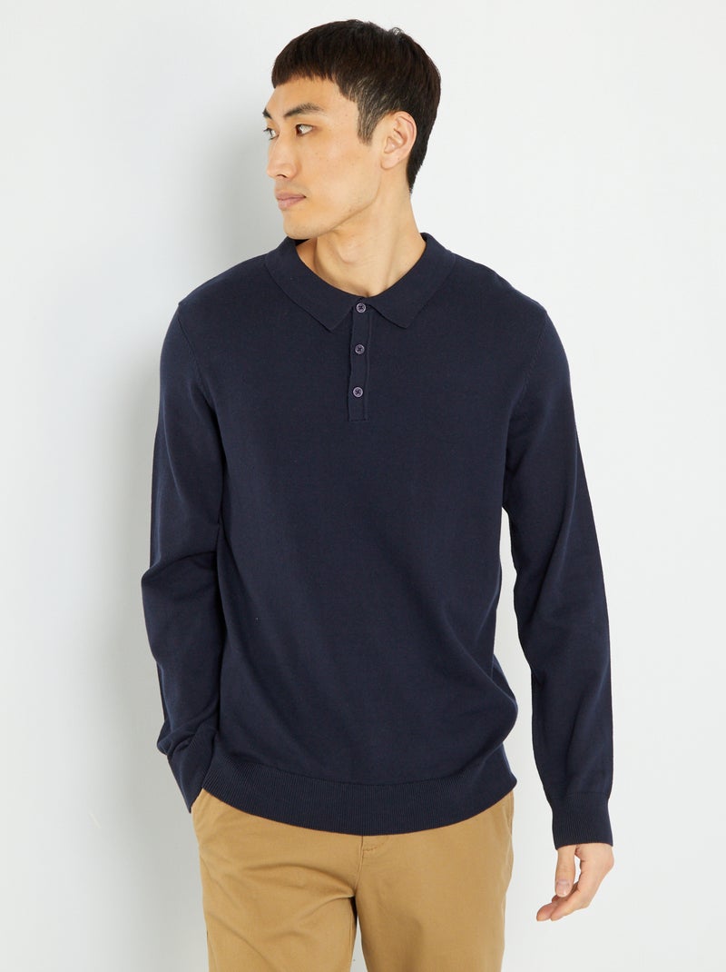 Polo liso de punto - AZUL - 15.00€ - Kiabi