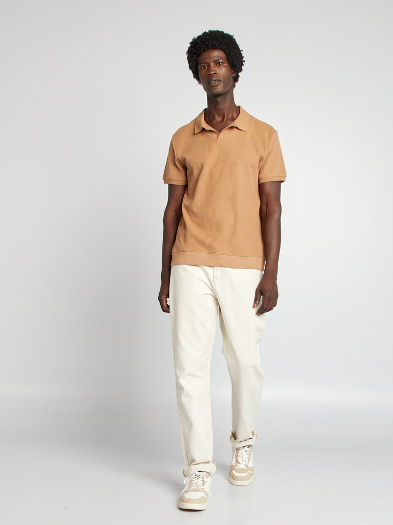 Polo regular fit de canalé - BEIGE - 12.00€ - Kiabi