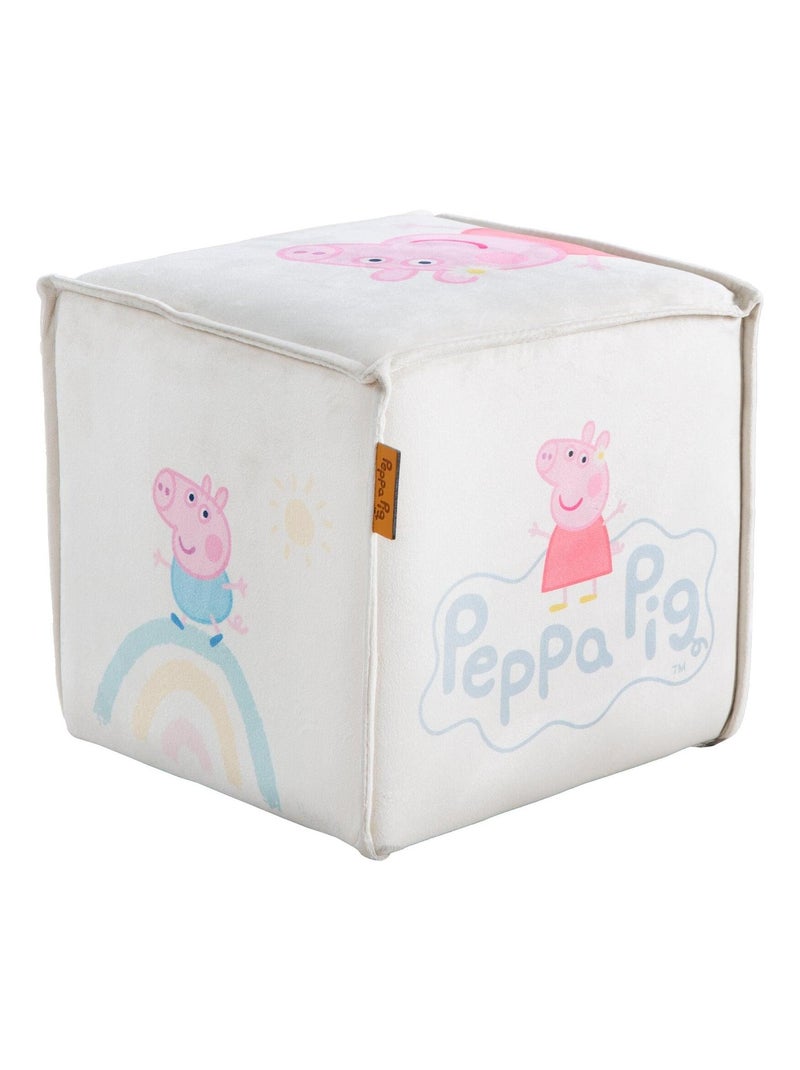 Puff cubo en terciopelo suave para niños 'Roba Peppa Pig' - Beige ...