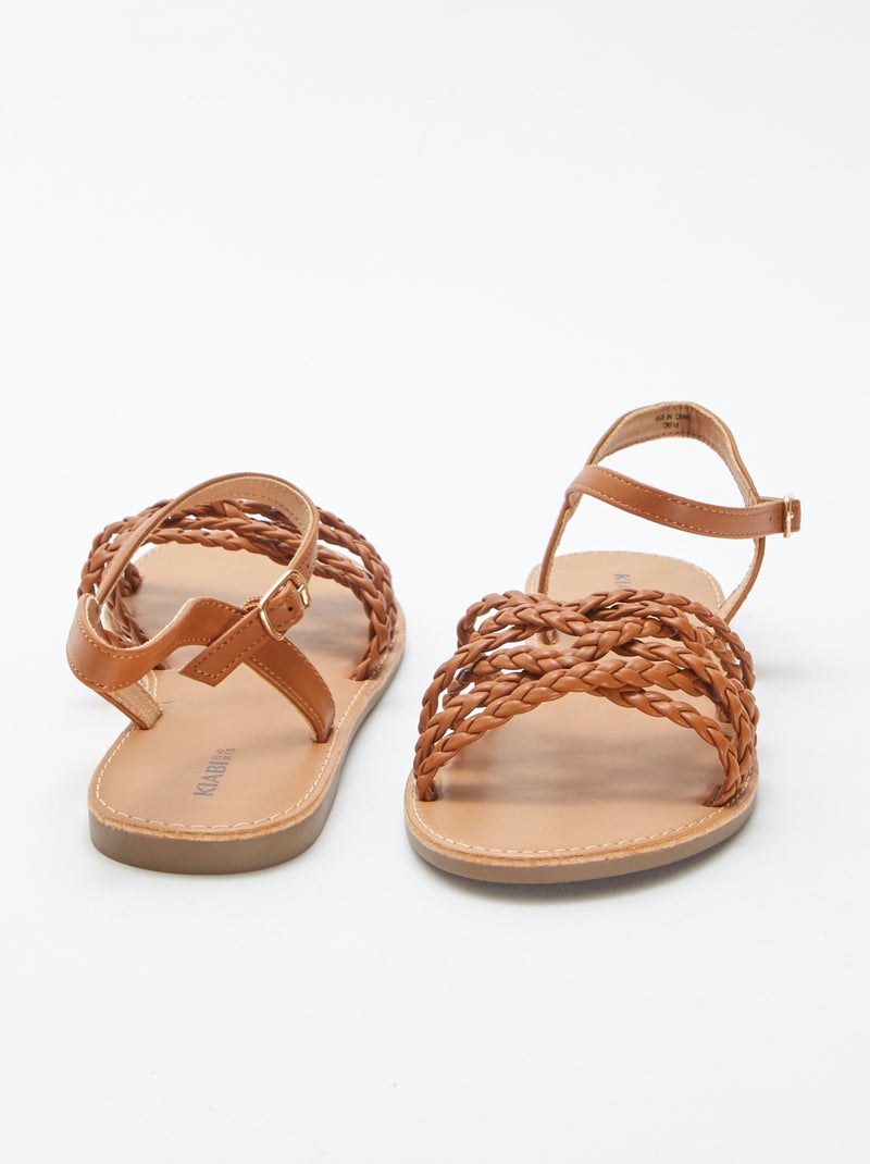 Sandalias con tiras trenzadas y cruzadas - MARRON - Mujer - 12.00€ - Kiabi