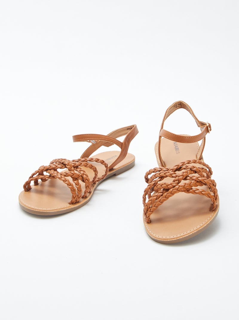 Sandalias con tiras trenzadas y cruzadas - MARRON - Mujer - 12.00€ - Kiabi