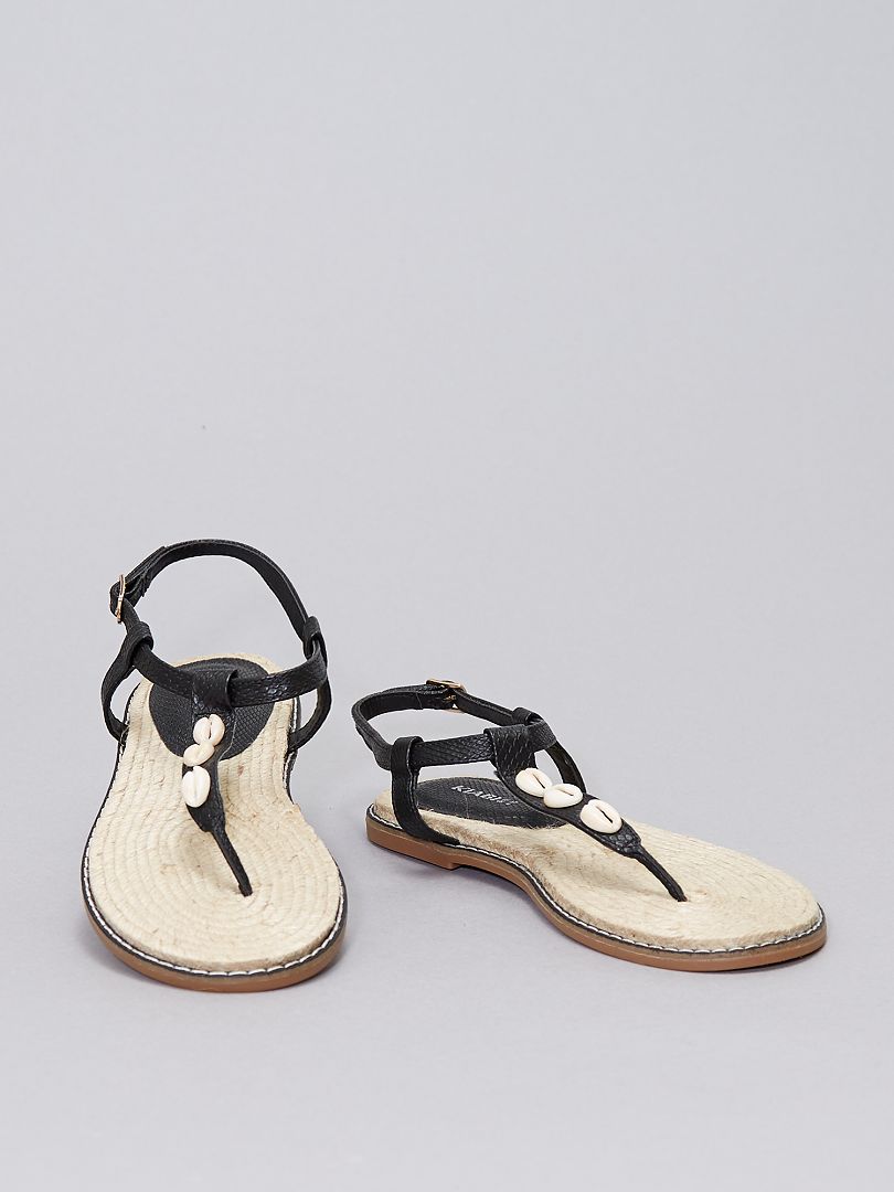 Sandalias lanas de conchas - Negro - Kiabi - 12.00€
