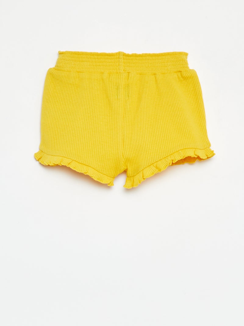 Short de punto gofrado con bordes ondulados - AMARILLO - Bebé niña - 6. ...