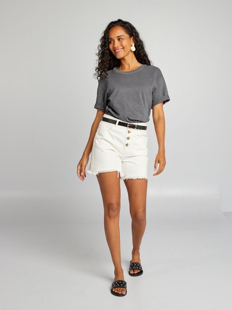 Short de tiro alto con botones - BLANCO - Kiabi - 12.00€