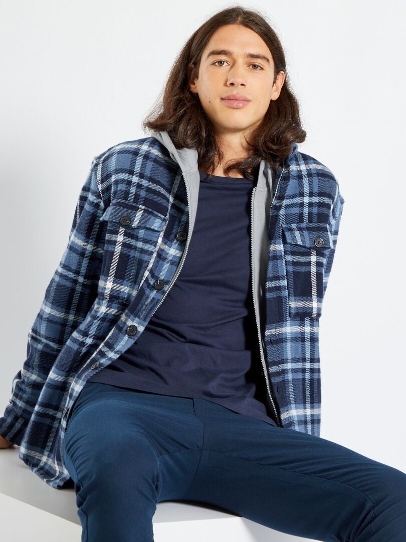 Sobrecamisa de cuadros de franela - AZUL - Kiabi - 22.00€