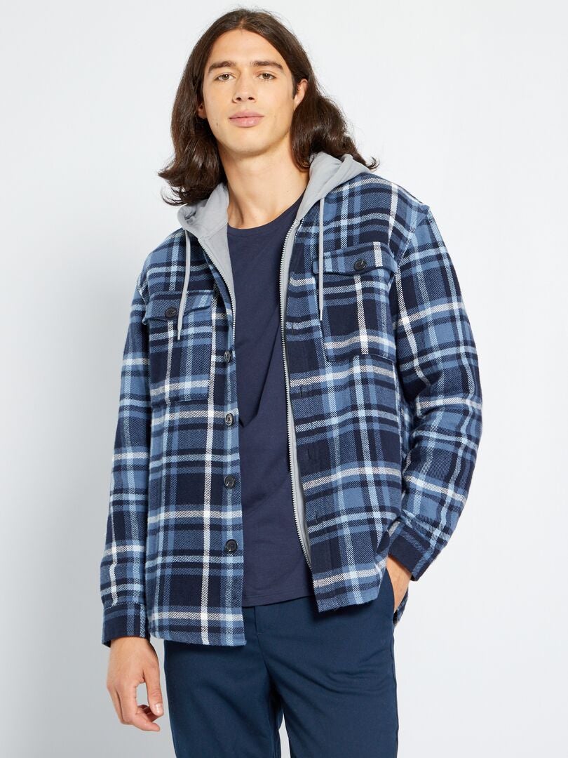 Sobrecamisa de cuadros de franela - AZUL - Kiabi - 22.00€