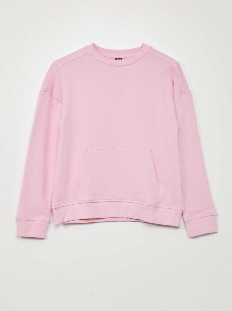 Sudadera ancha con bolsillo tipo canguro - ROSA - Niña - 9.00€ - Kiabi