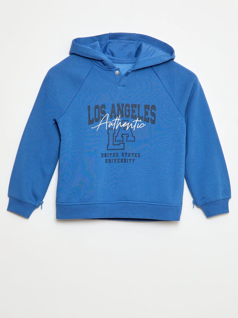 Sudadera con capucha estampada con aberturas de cremallera laterales - So Easy - Azul - Kiabi ...