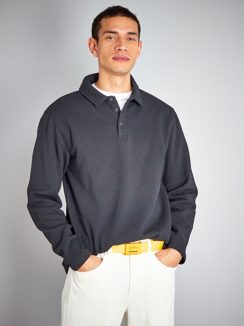 Sudadera con cuello de polo - Negro - Kiabi - 18.00€