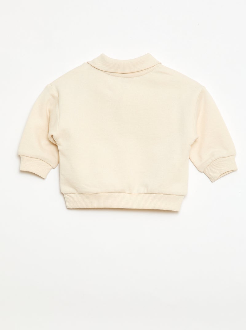 Sudadera cuello polo lisa - Blanco - Bebé niño - 9.00€ - Kiabi