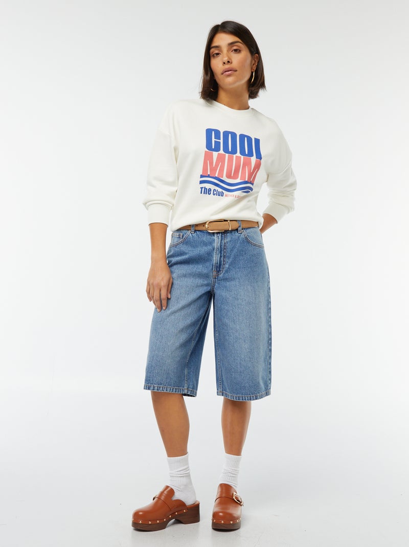 Sudadera de chándal estampada 'cool mum' - BLANCO - Mujer - 10.00€ - Kiabi