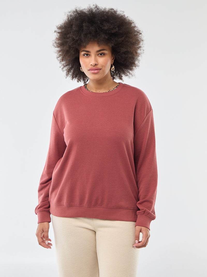 Sudadera ligera lisa con cuello redondo - Rojo - Tallas grandes - Mujer ...