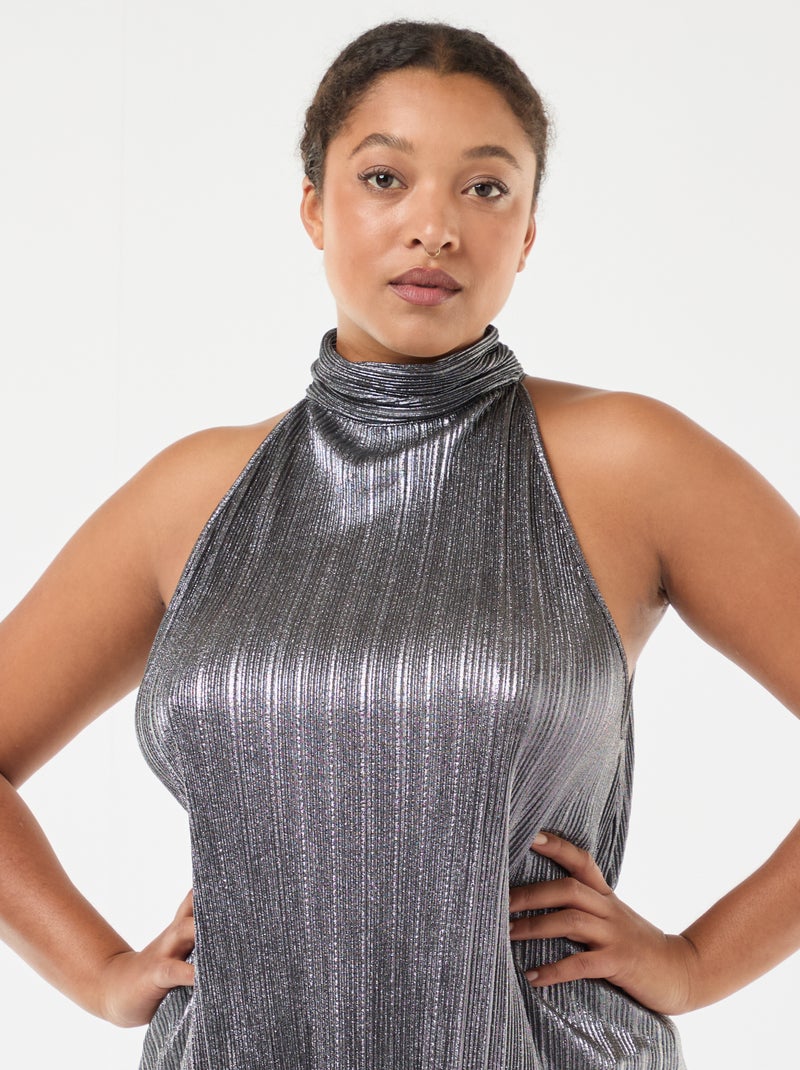 Top con sisas americanas de punto plisado - Gris - Tallas grandes ...