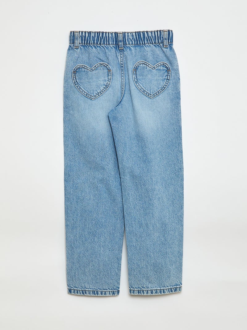 Vaquero mom con bolsillos en forma de corazón - Azul - Niña - 15.00 ...