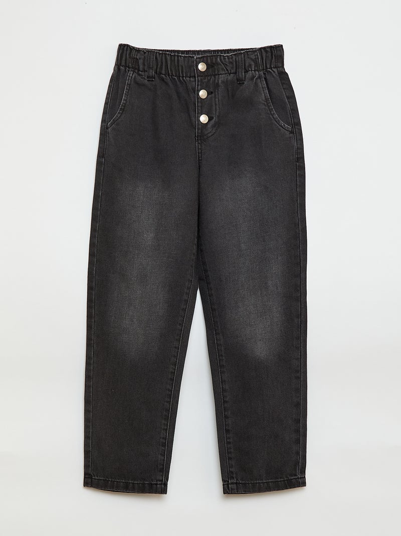 Vaquero mom con bolsillos en forma de corazón - Negro - Niña - 15.00 ...