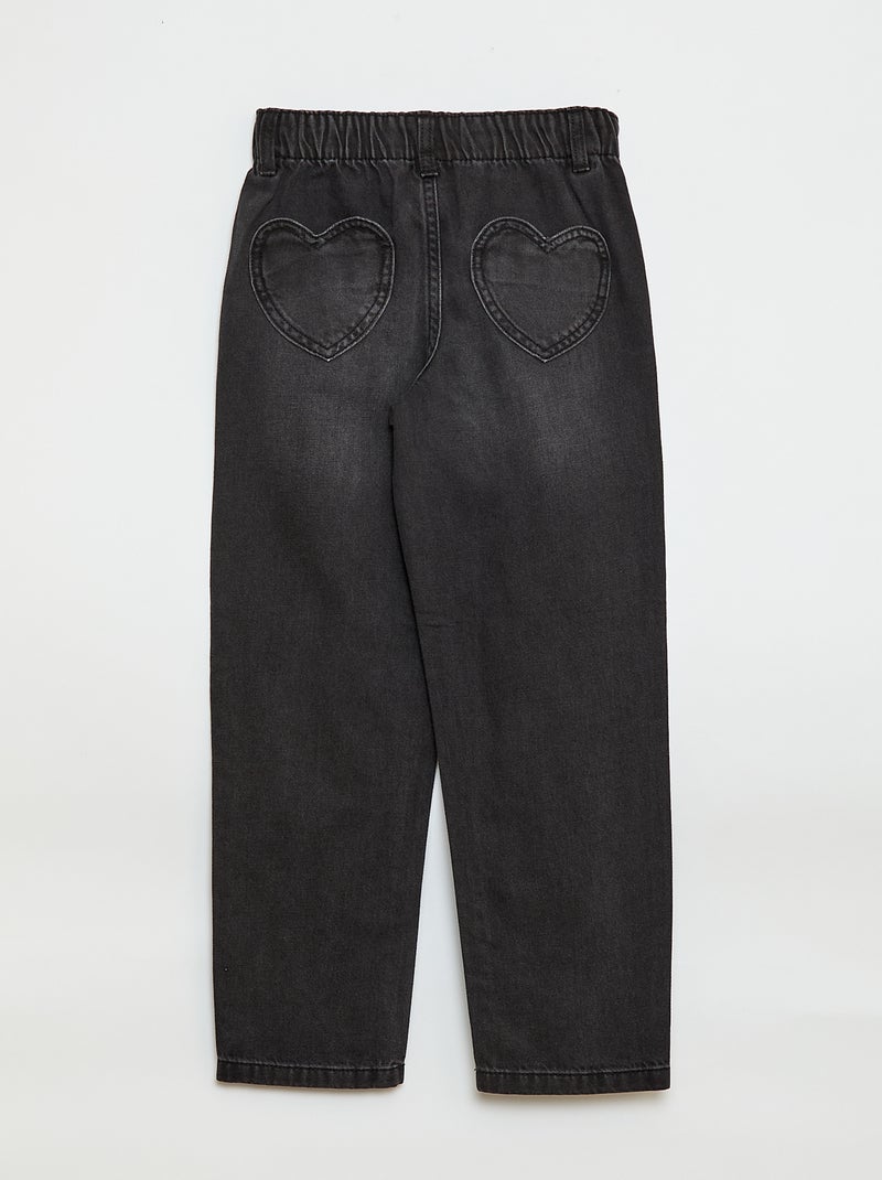 Vaquero mom con bolsillos en forma de corazón - Negro - Niña - 15.00 ...