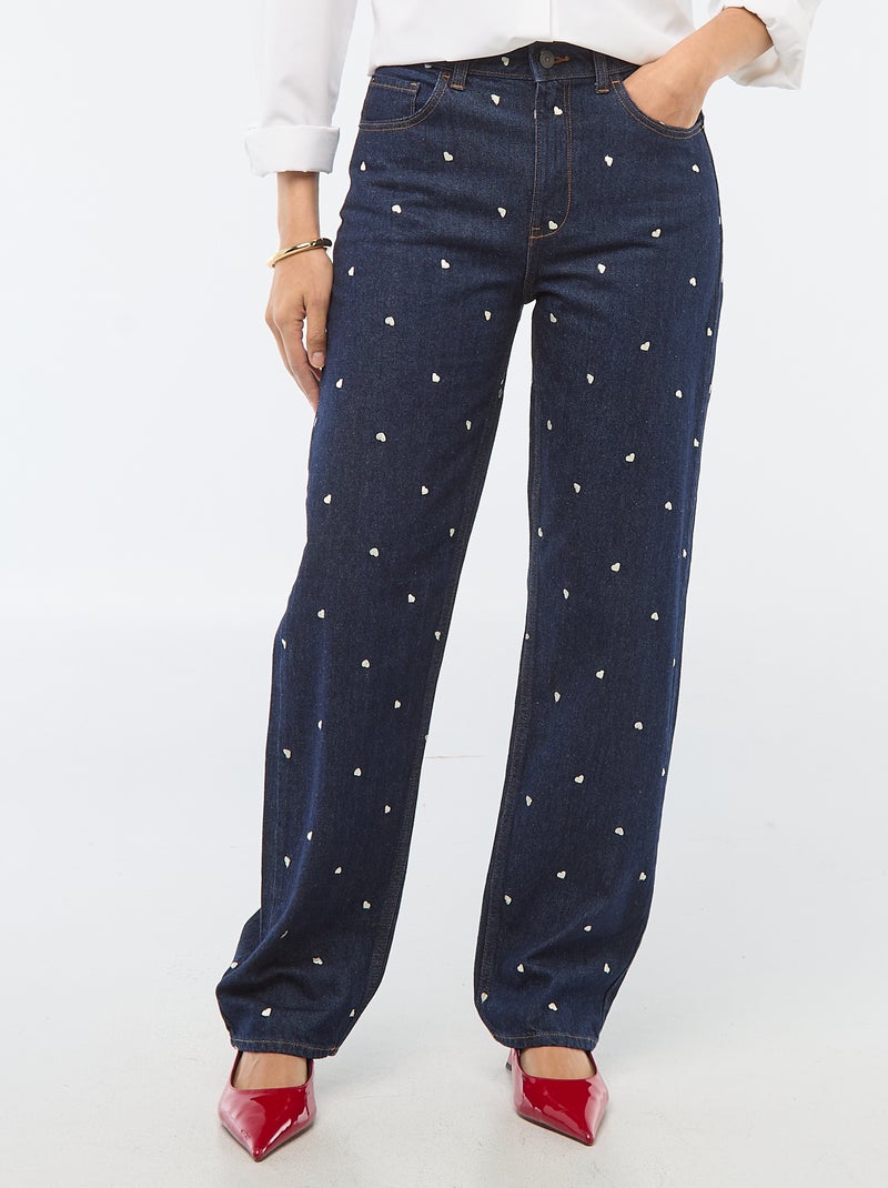 Vaquero regular bordado - Azul - Mujer - 15.00€ - Kiabi