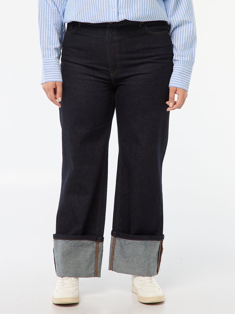 Vaquero straight turn up - Azul - Tallas grandes - Mujer - 25.00€ - Kiabi