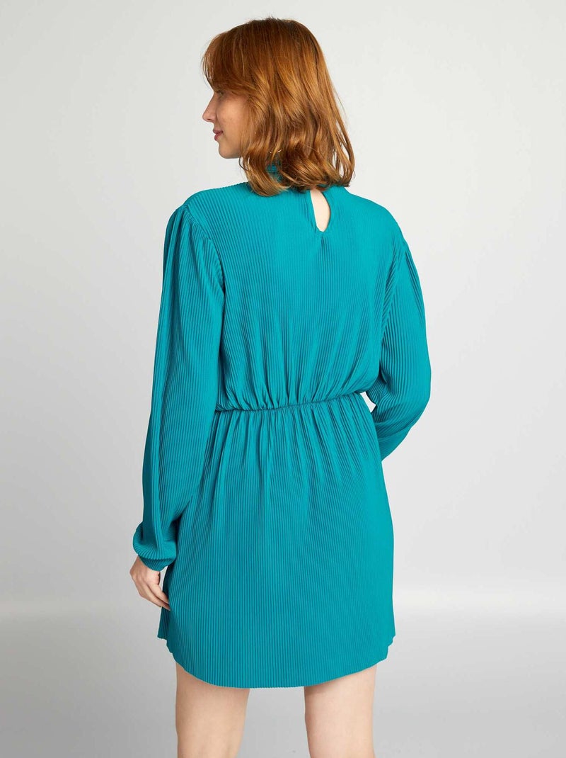 Vestido ajustado de punto plisado - AZUL - 29.00€ - Kiabi