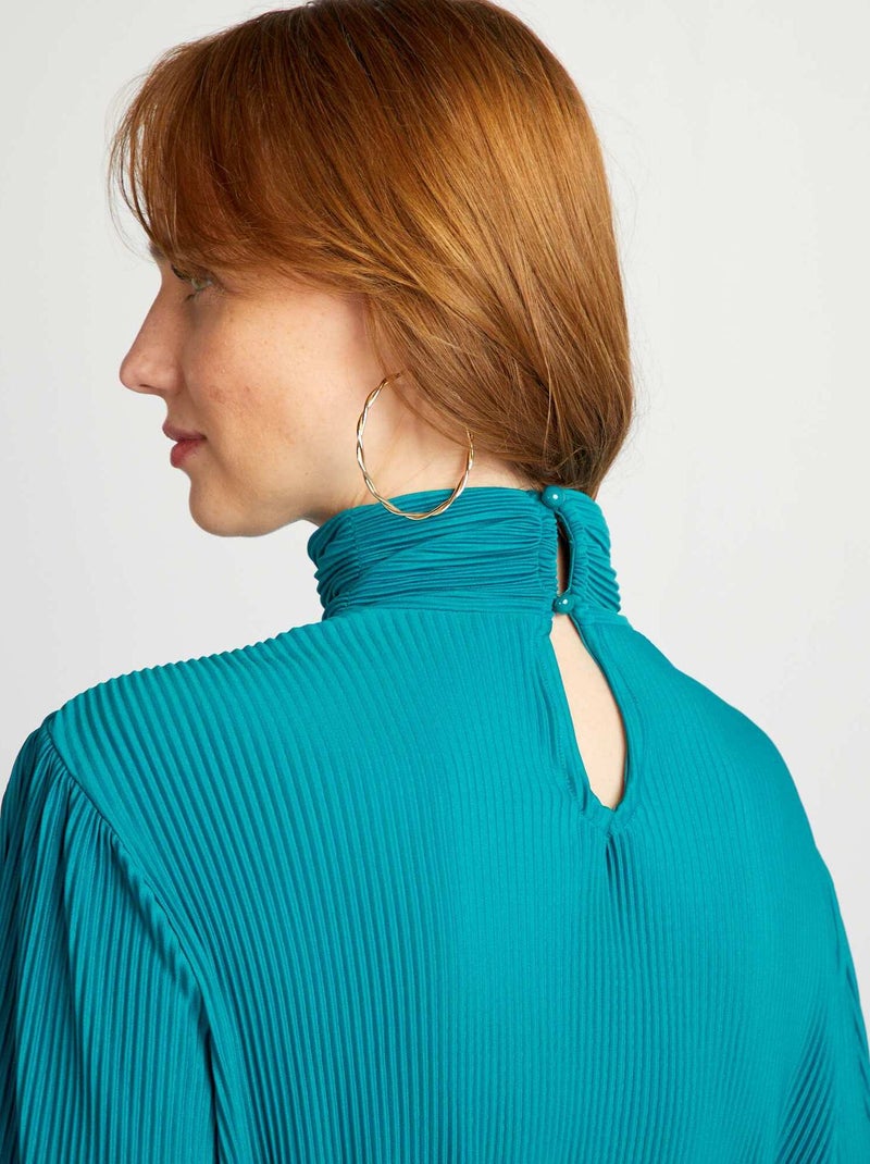 Vestido ajustado de punto plisado - AZUL - 29.00€ - Kiabi