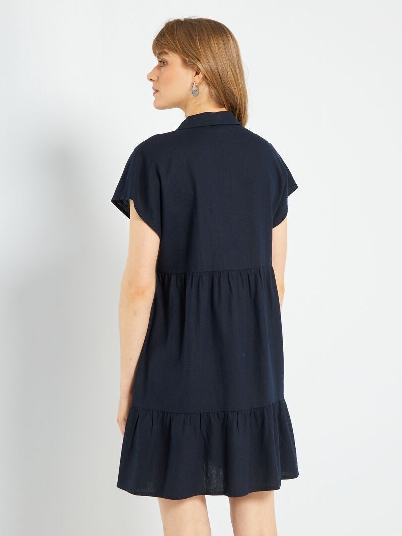 Vestido corto de lino 'JDY' - AZUL - Kiabi - 27.00€