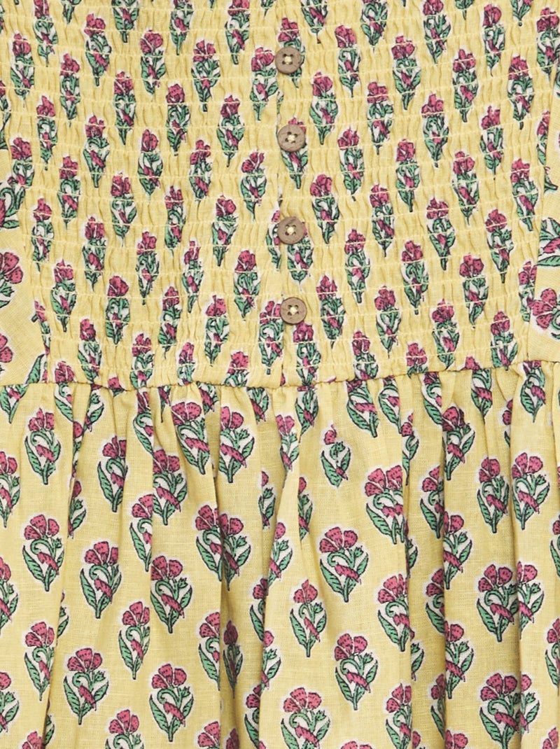 Vestido estampado de algodón y lino - AMARILLO - Niña - 15.00€ - Kiabi