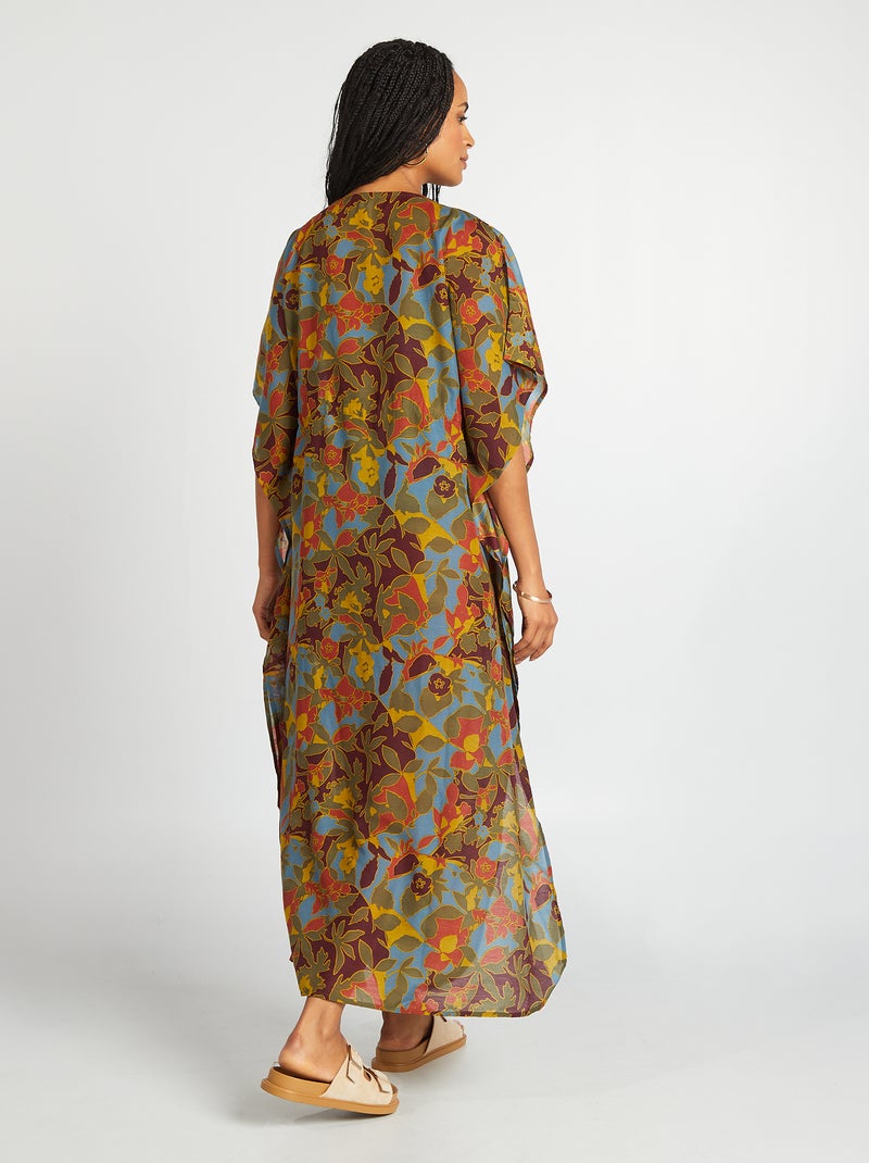 Vestido largo de playa abierto estampado - AZUL - Mujer - 22.00€ - Kiabi