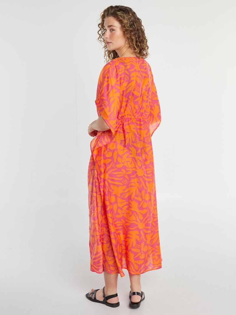 Vestido largo de playa abierto estampado - ROSA - Mujer - 22.00€ - Kiabi