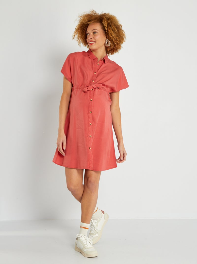 Vestido premamá camisero - rojo polvo - 22.00€ - Kiabi