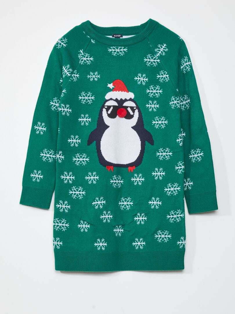 Vestido tipo jersey de Navidad - VERDE - Kiabi - 12.00€